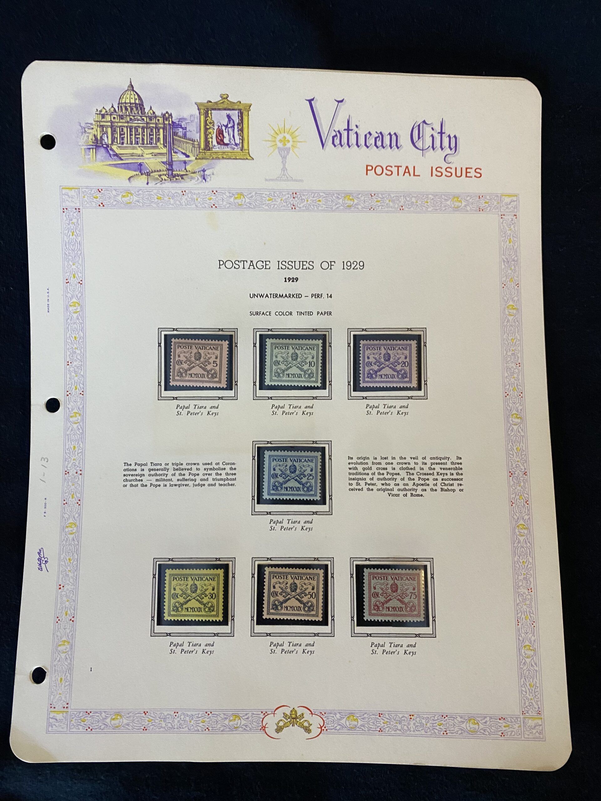 Vatican City -Stamp Collection #1-13 NH Mounted Mint | Bellport Jewelers