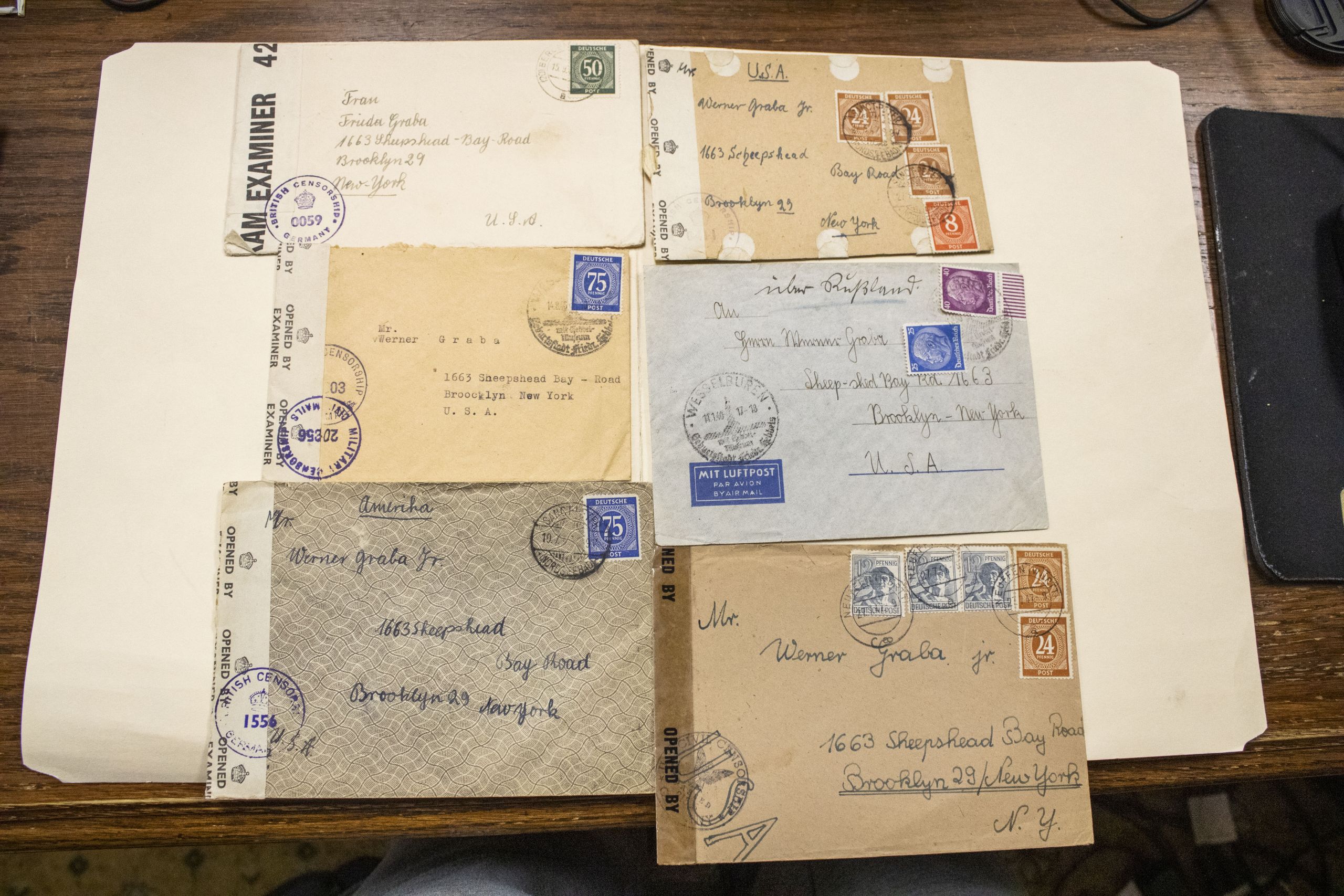 Six German Censor Military Covers to US Brooklyn - Bellport Jewelers